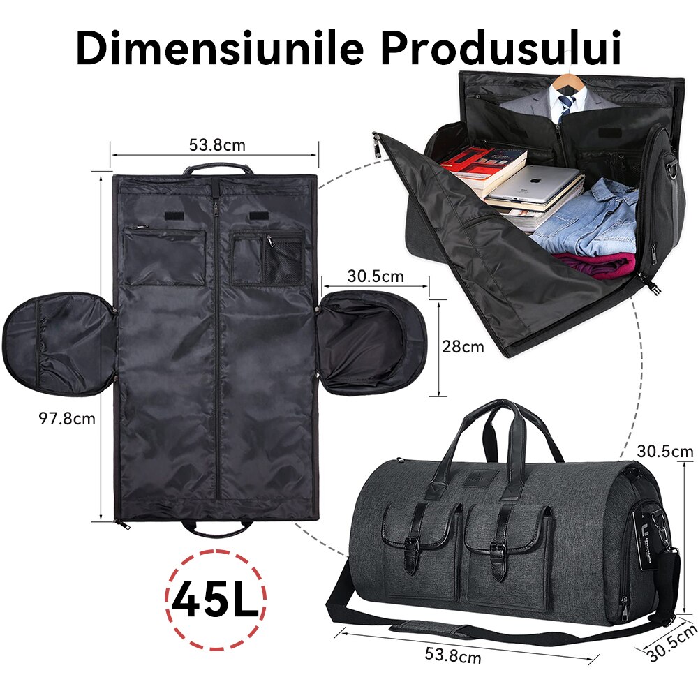 Geanta voiaj pliabila pentru calatorii, Rivinan, 3 in 1, 45L, Design ...