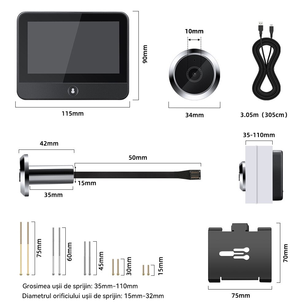Vizor electronic inteligent Wi-Fi, Tressino, Sonerie fara fir cu camera ...
