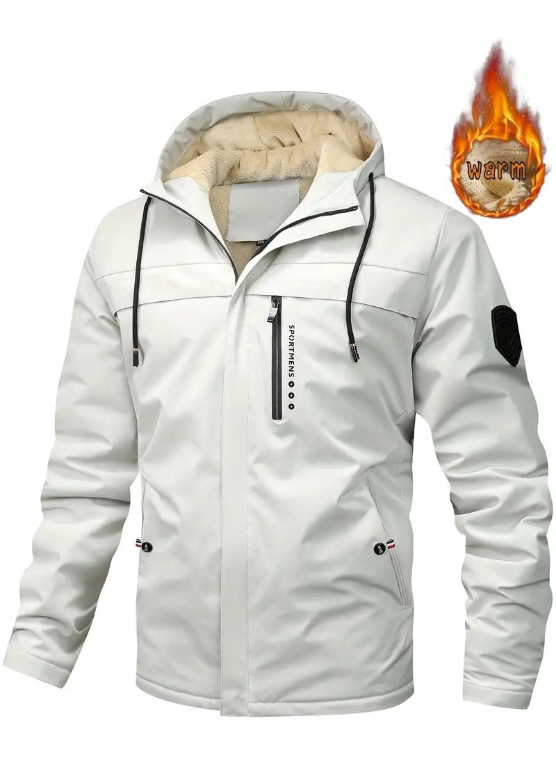 Jacheta cu gluga din fleece, pentru barbati, calduroasa si rezistenta ...