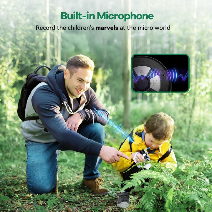 Microscop 3-in-1 pentru copii, microscop portabil IPS de 2 inchi, 100X ...