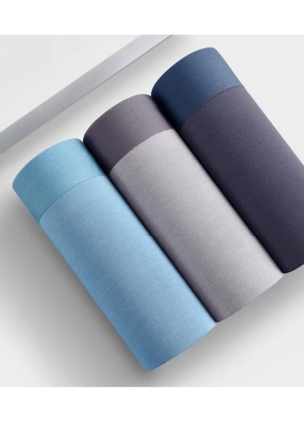 Chiloti barbati, 3 piese, Albastru azur, Gri, Bumbac, XL-Long INTL ...