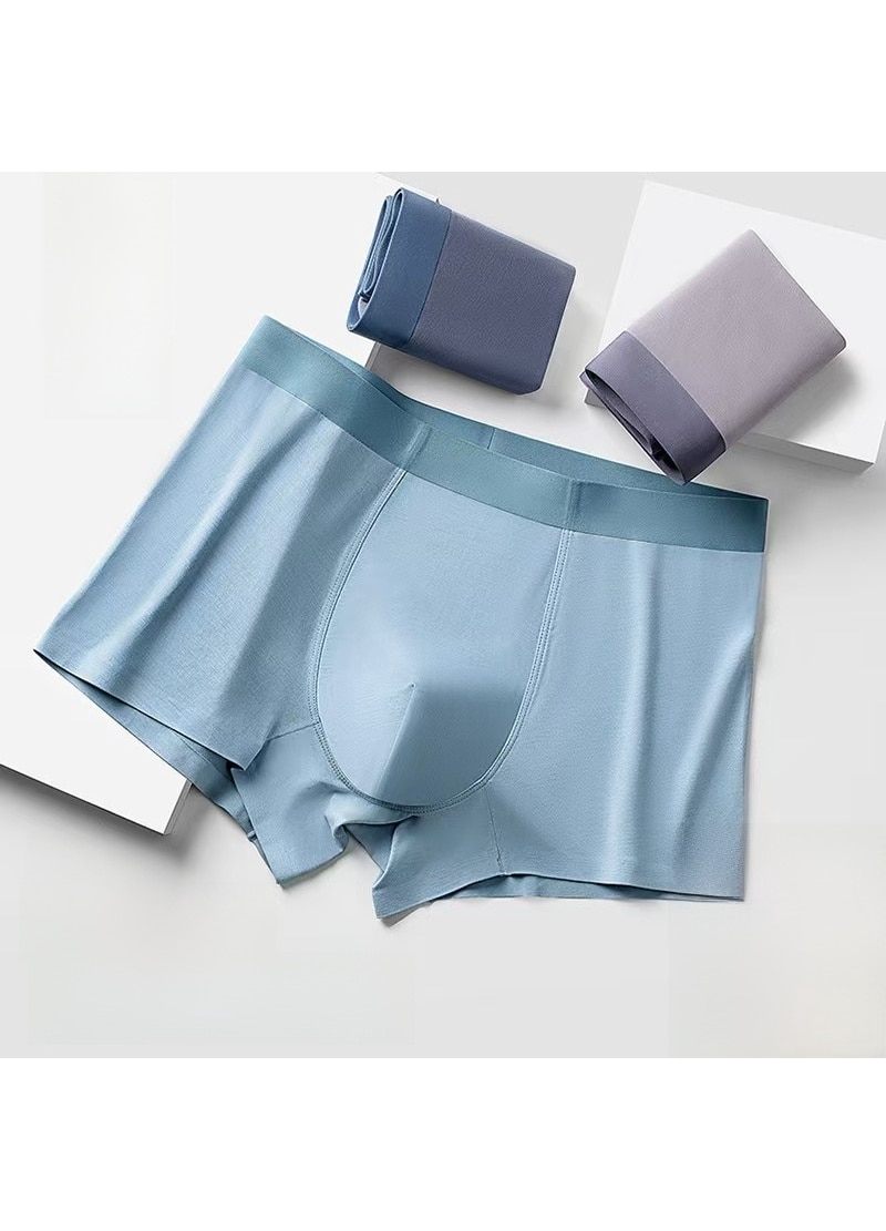 Chiloti barbati, 3 piese, Albastru azur, Gri, Bumbac, XL-Long INTL ...