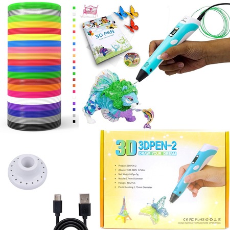 Creion 3D pentru copii, Set Creativ cu 110 metri filament PLA, Creion ...
