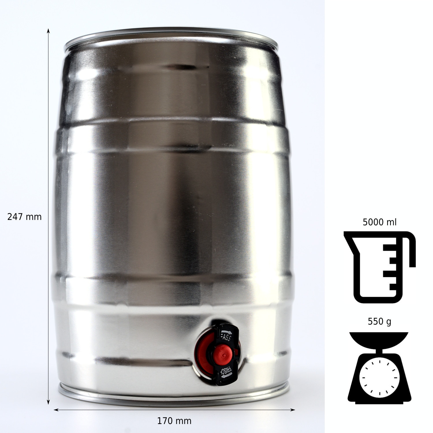 Butoi Pentru Bere De Casa, SuperButelki, 5 l, Otel, Mini Butoi, Robinet ...