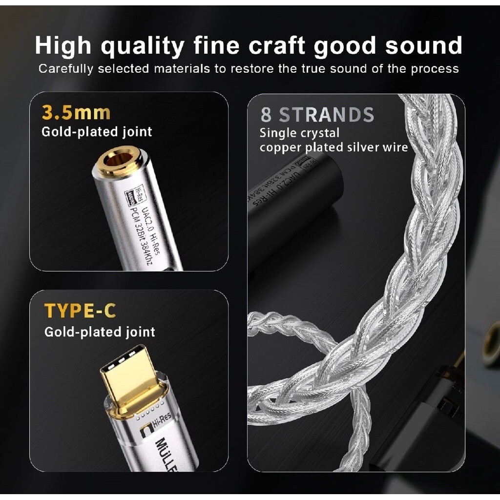 Професионален аудио адаптер Muller за телефон, SB Type C - Jack 3.5 mm ...