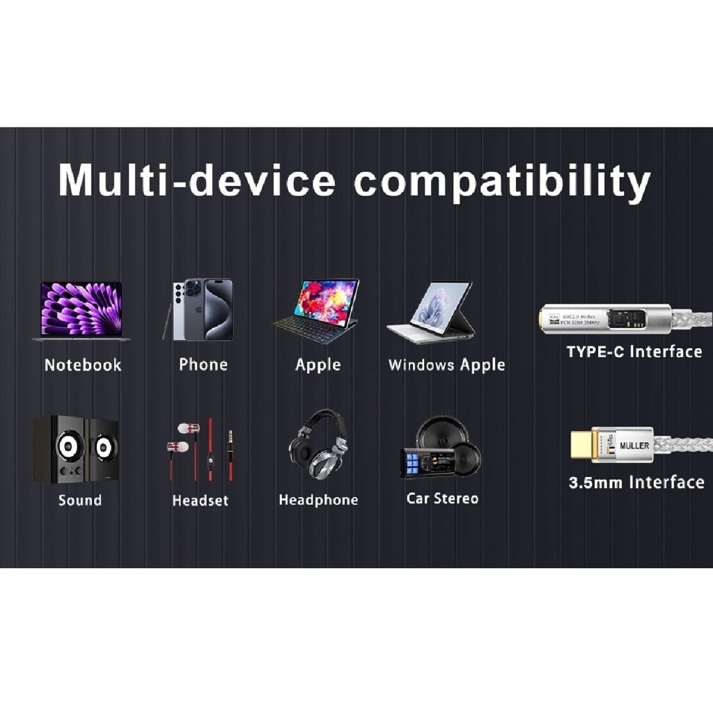 Професионален аудио адаптер Muller за телефон, SB Type C - Jack 3.5 mm ...