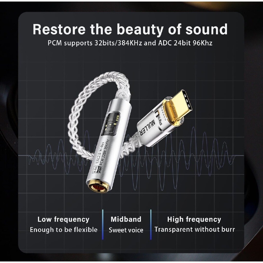 Професионален аудио адаптер Muller за телефон, SB Type C - Jack 3.5 mm ...