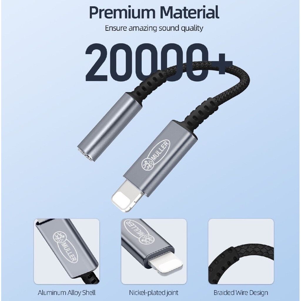 Muller®️ аудио адаптер за телефон, lightning - jack 3.5 mm TRSS, DAC ...
