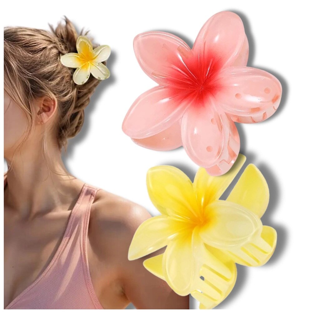 Clame de par, Flori, Set 2 buc, Edibazzar, Roz, Galben, 8cm - eMAG.ro