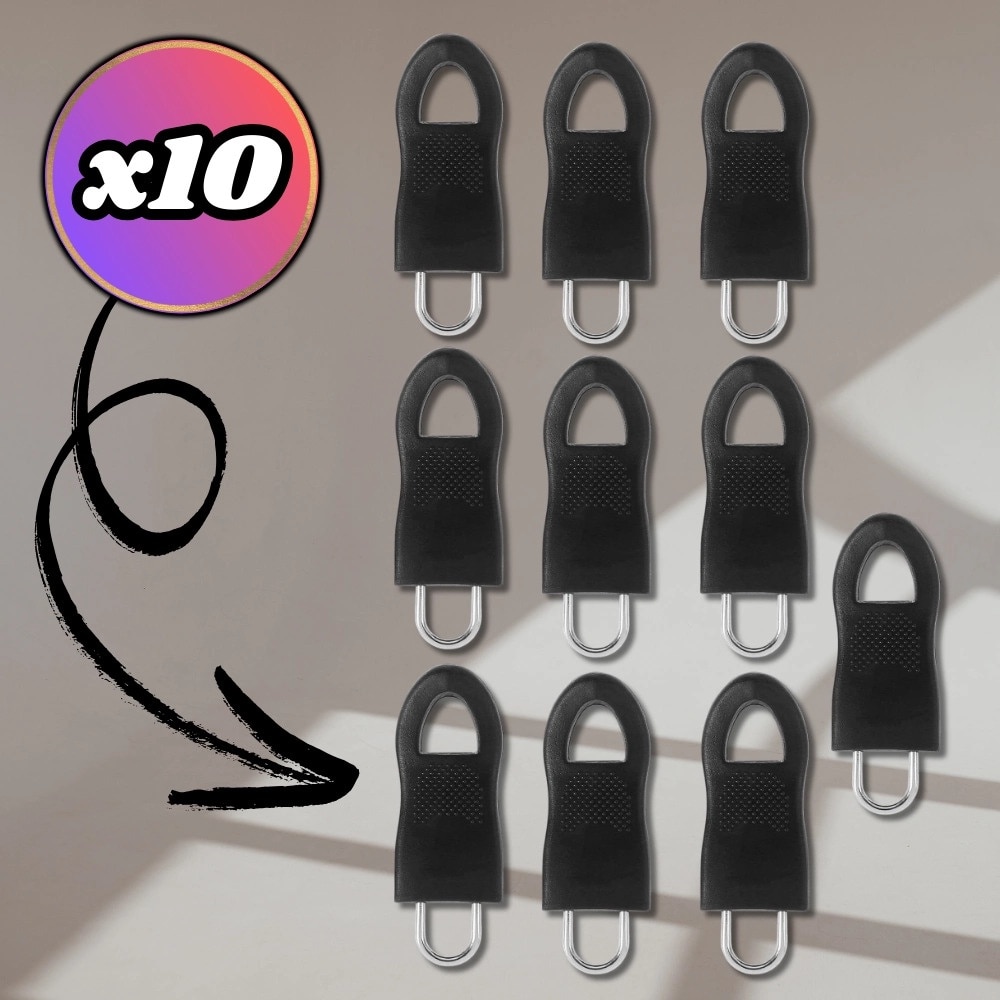 Set 10 cheite pentru fermoar, negru, 3.5x1.4 cm - eMAG.ro