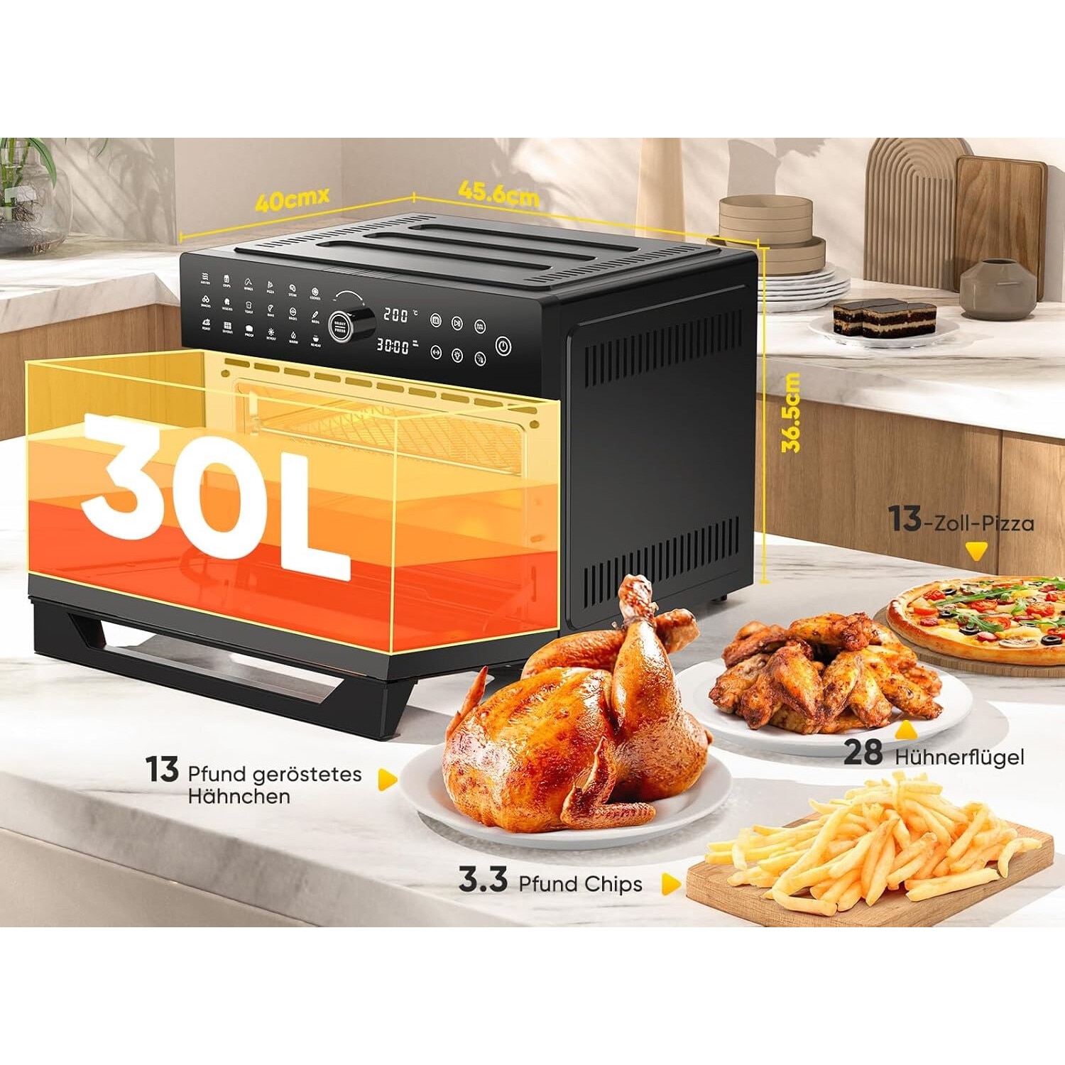 Friteuza cu aer cald Cookwise AFO-17D-RC3 de 30 L Mini cuptor cu ecran ...