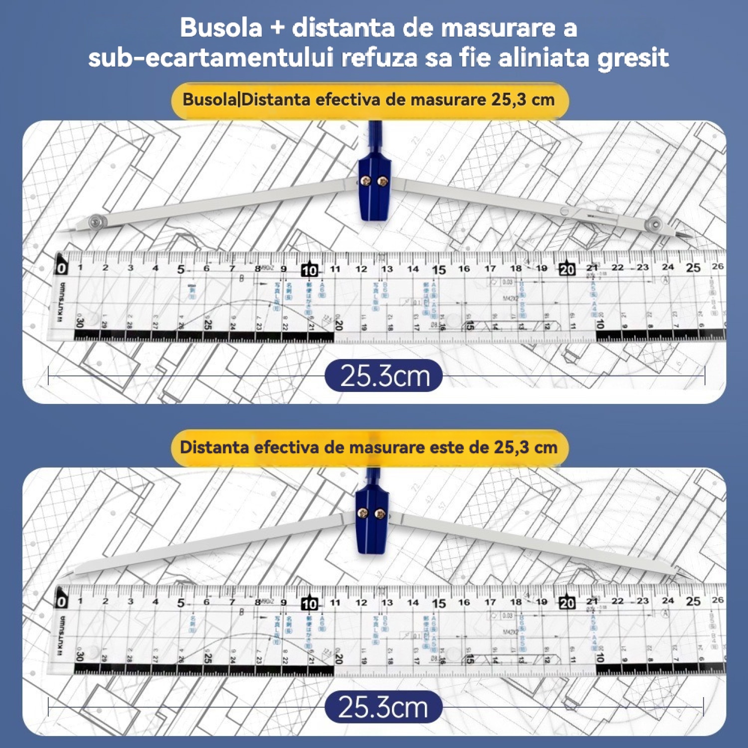 Set de kit de geometrie cu 14 accesorii, papetarie, metal, desen ...