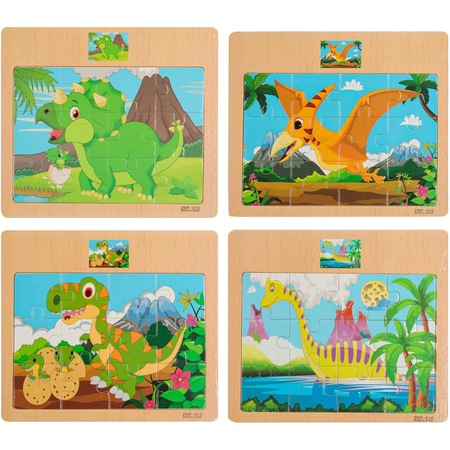 Set puzzle interactiv pentru copii, 4 dinozauri, jucarii distractive ...