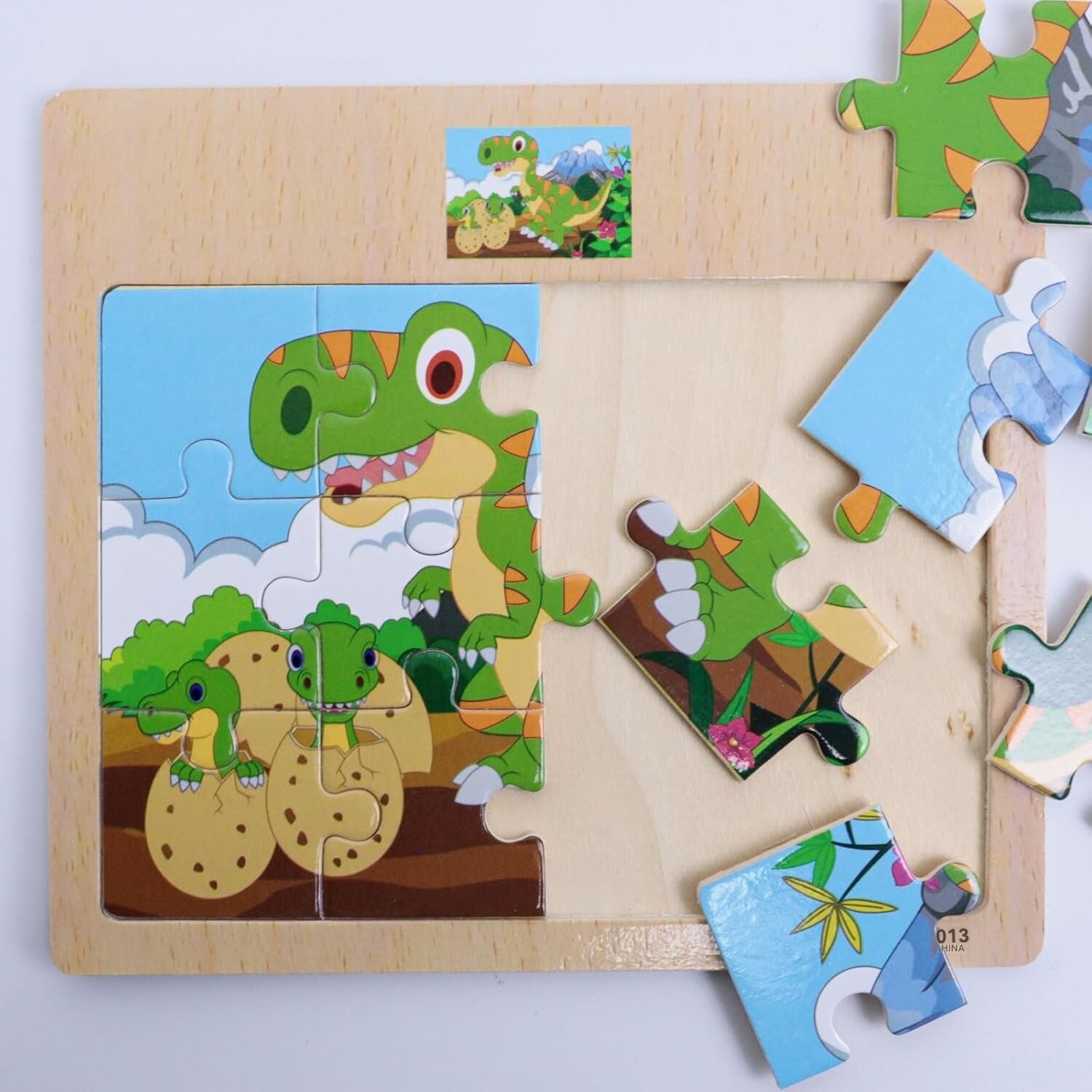 Set puzzle interactiv pentru copii, 4 dinozauri, jucarii distractive ...