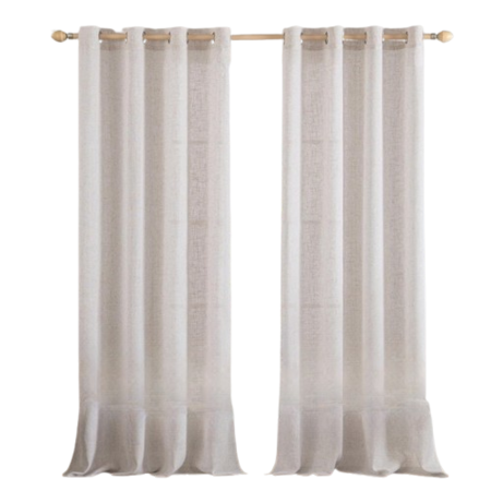 Set de 2 perdele MIULEE, aspect de in, moderne, voal, prindere cu inele ...