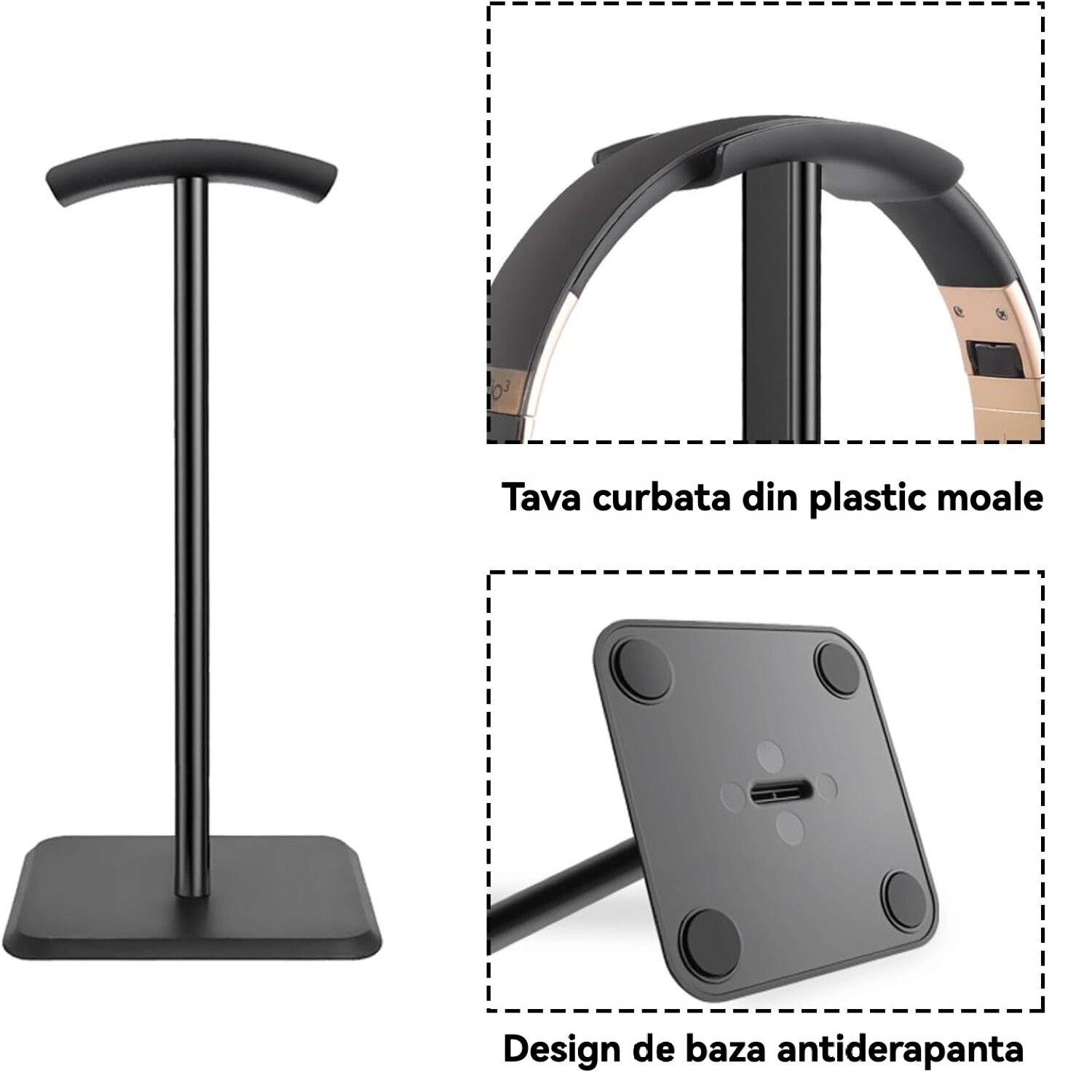 Suport pentru casti de birou, aliaj de aluminiu, detasabil ...