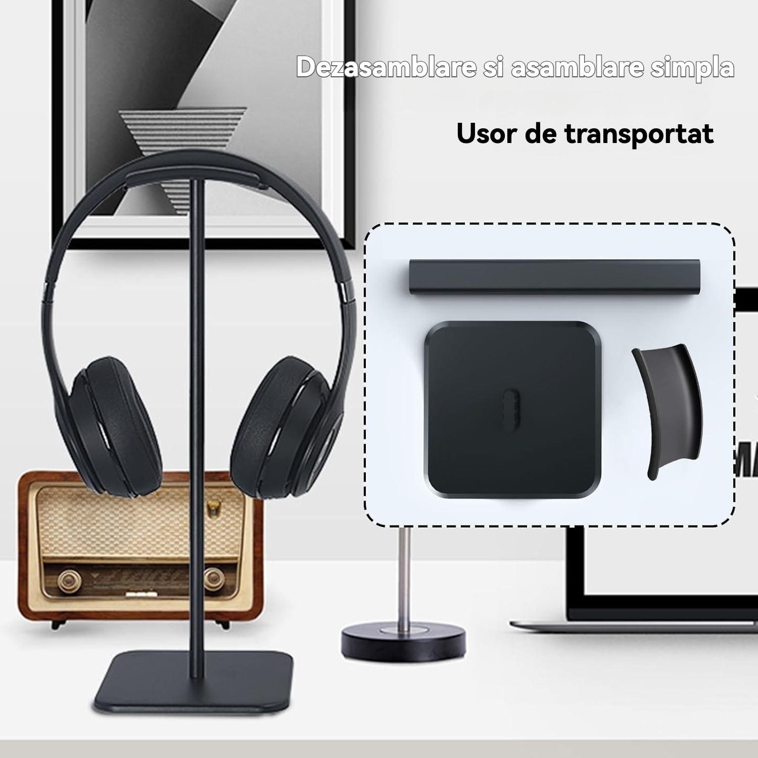 Suport pentru casti de birou, aliaj de aluminiu, detasabil ...