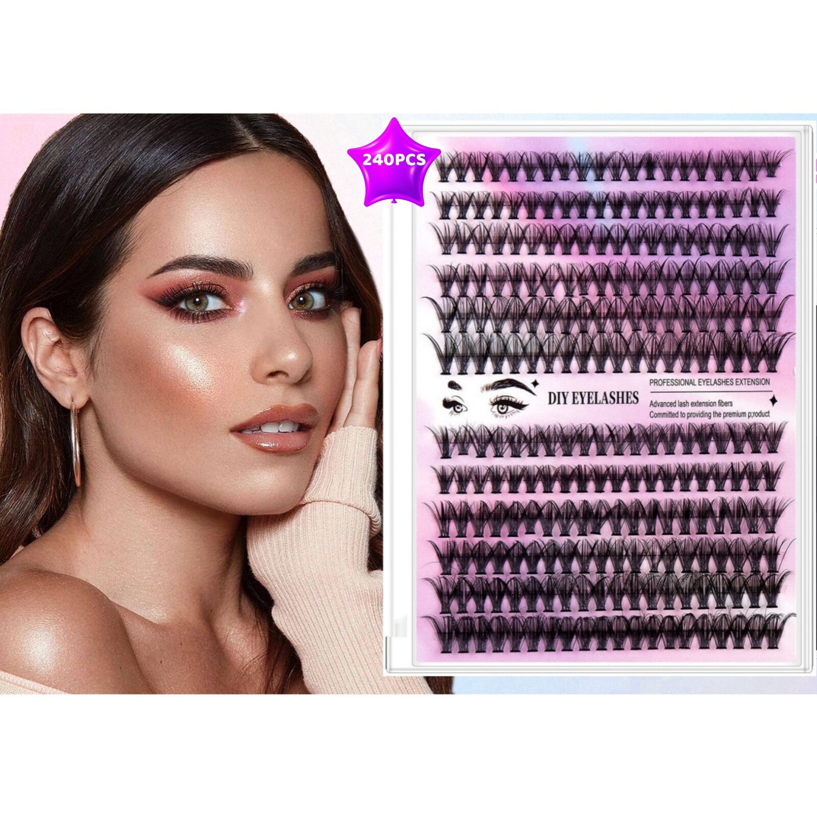 Set extensii gene individuale, 240 pcs, 30D 40D, 10-16mm, Nu Kit - eMAG.ro