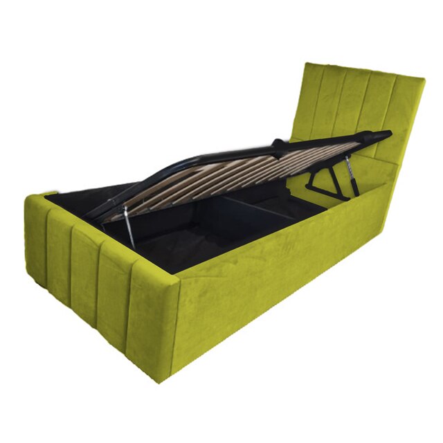 Pat dublu tapitat Confort Plus, 180/120 cm, verde lime, cu somiera ...