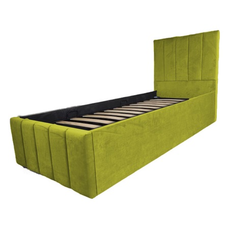 Pat dublu tapitat Confort Plus, 180/120 cm, verde lime, cu somiera ...