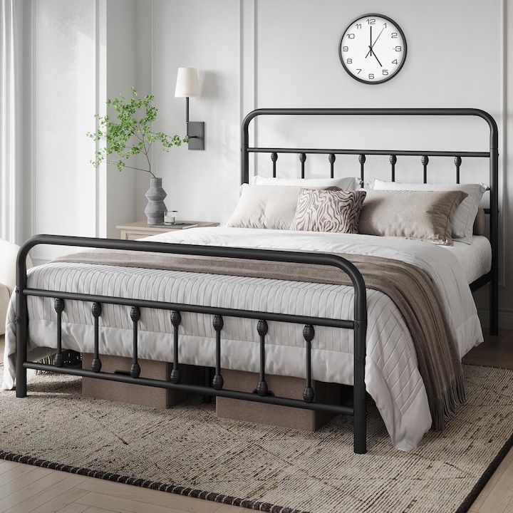 Cadru de Pat Metalic Doctor Home, 160 x 200, Rezistenta 400 KG - Negru ...