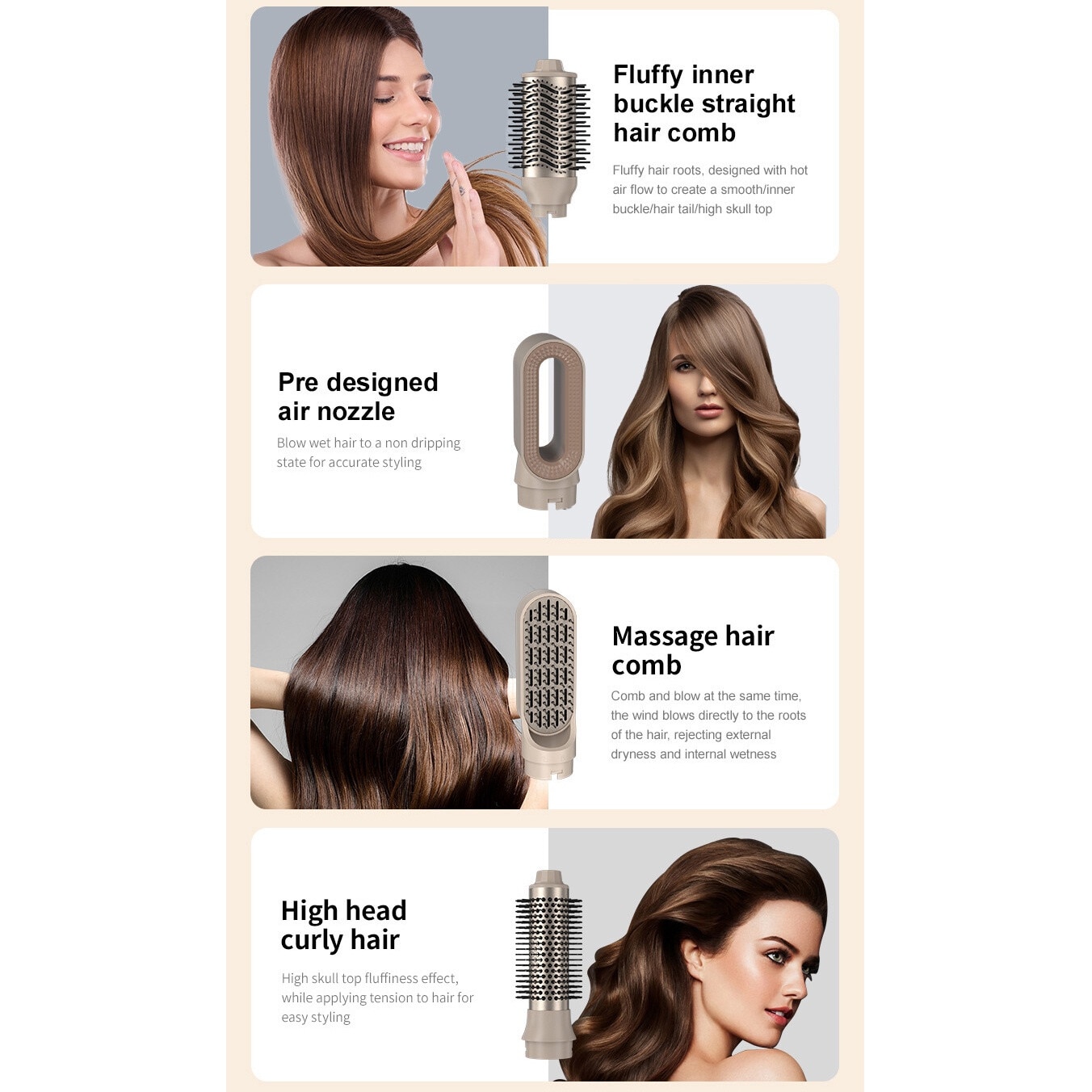 Perie termica Gquemicl, 9 in 1, Poate fi pliat, tehnologie Plasma ...