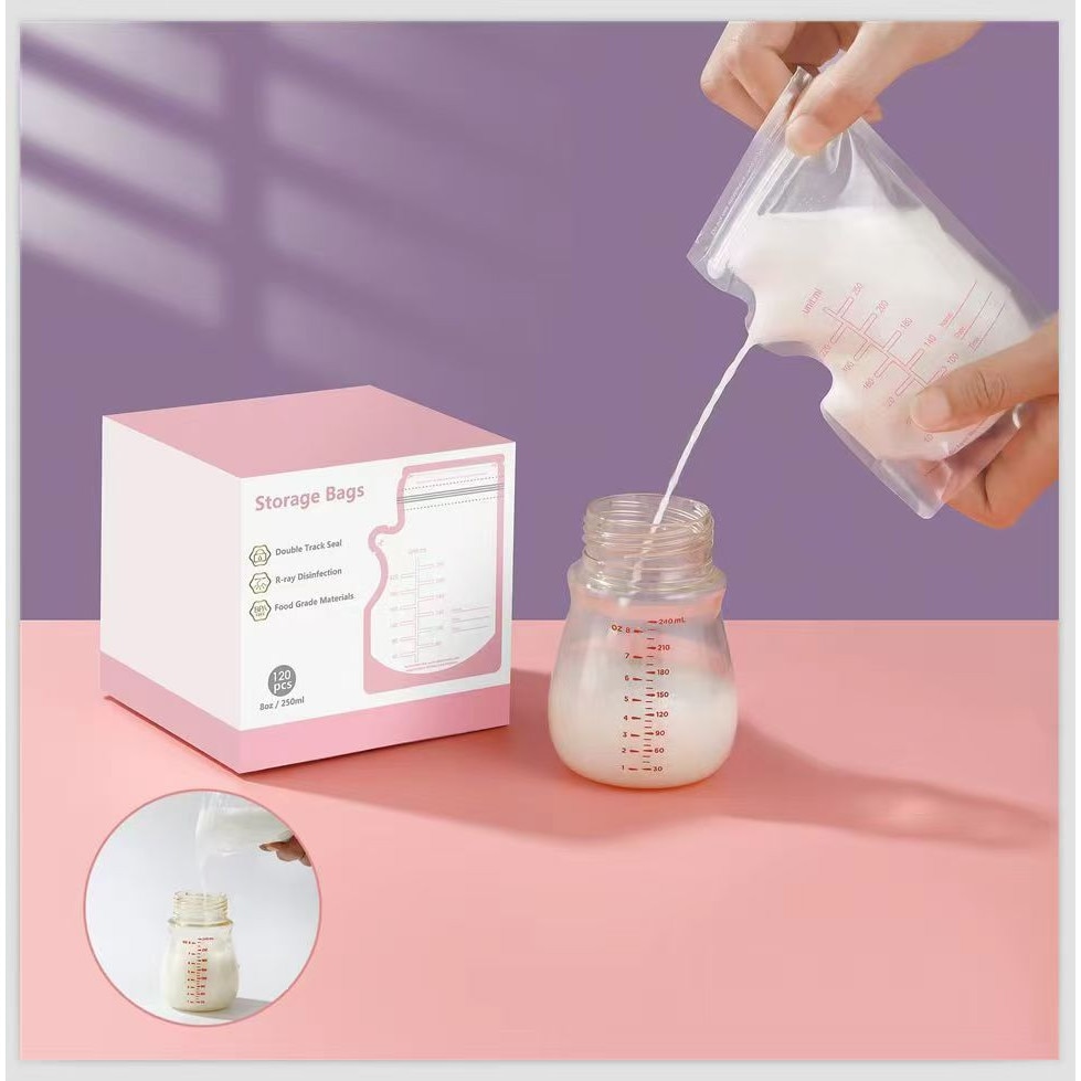 Set de 120 pungi de depozitare lapte matern, Omelivon®，250 ml ...