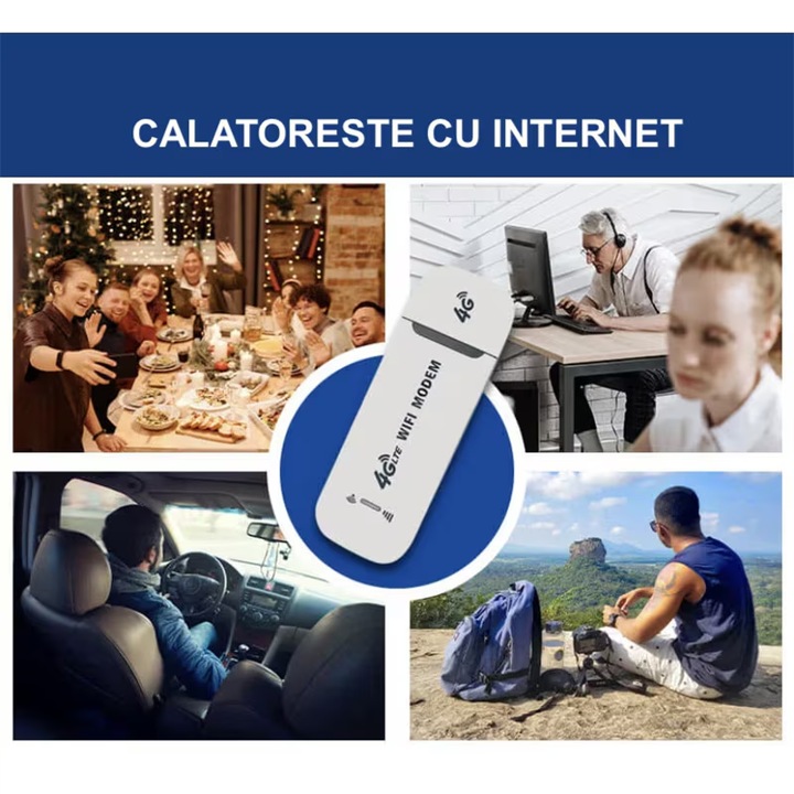 Router portabil fara fir, 4G LTE, 150 Mbps, alb, 95x33x11mm - eMAG.ro