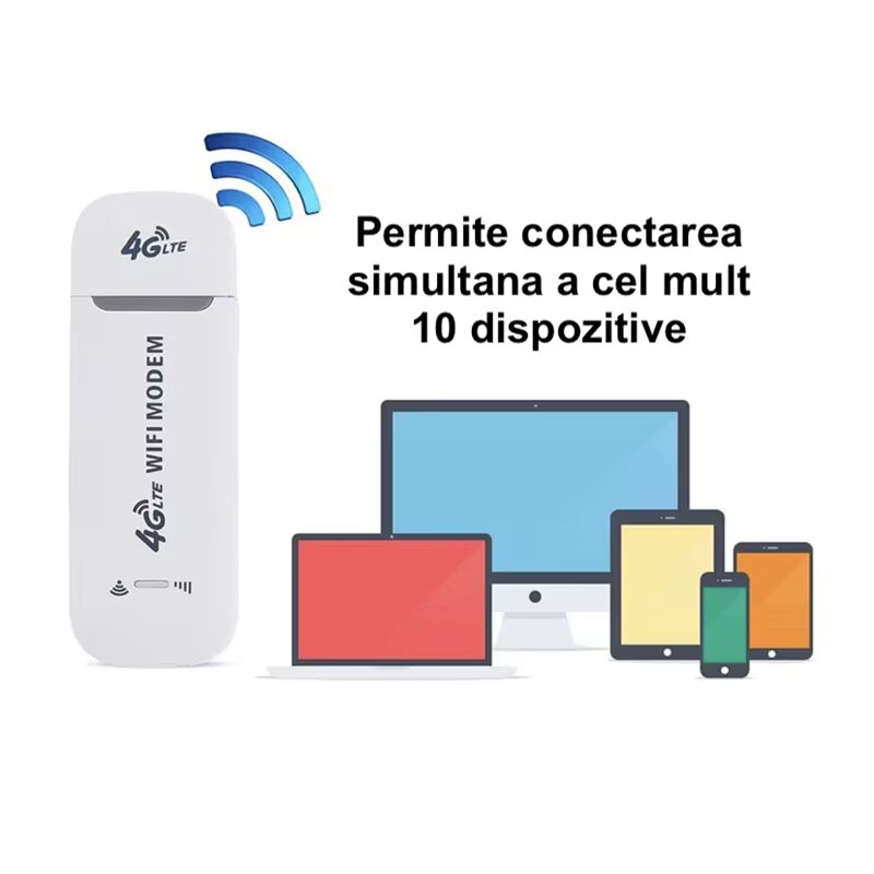 Router portabil fara fir, 4G LTE, 150 Mbps, alb, 95x33x11mm - eMAG.ro