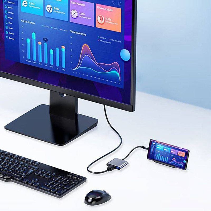 Usb Hub Planet Tech 3 in 1, USB C to HDMI-compatible Splitter, HUB Type-C to HDMI-compatible ...