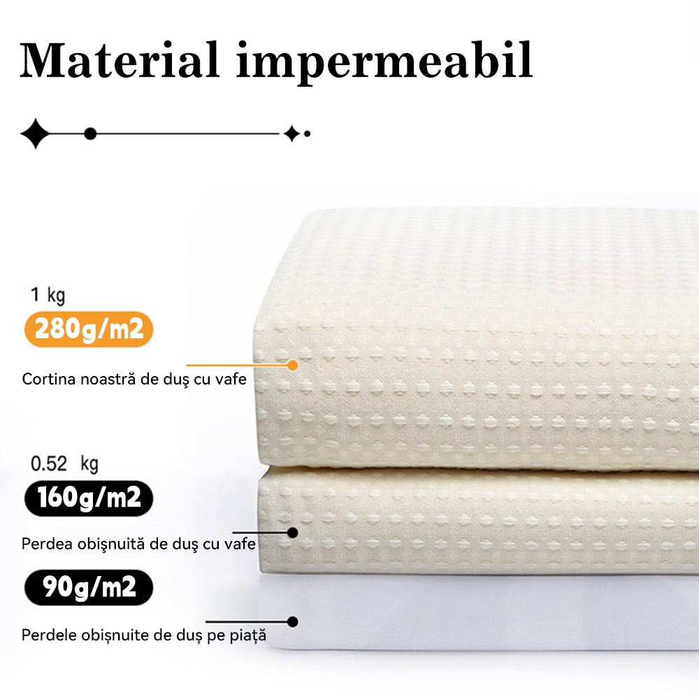 Perdea dus Tressino, Cortina de Dus Waffle Impermeabila Material Textil ...