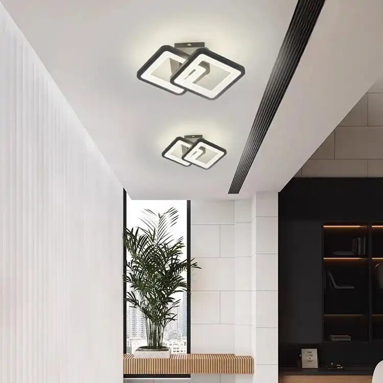 Lustra LED, telecomanda inclusa, neagra, patrata, 52W, trei tipuri de ...