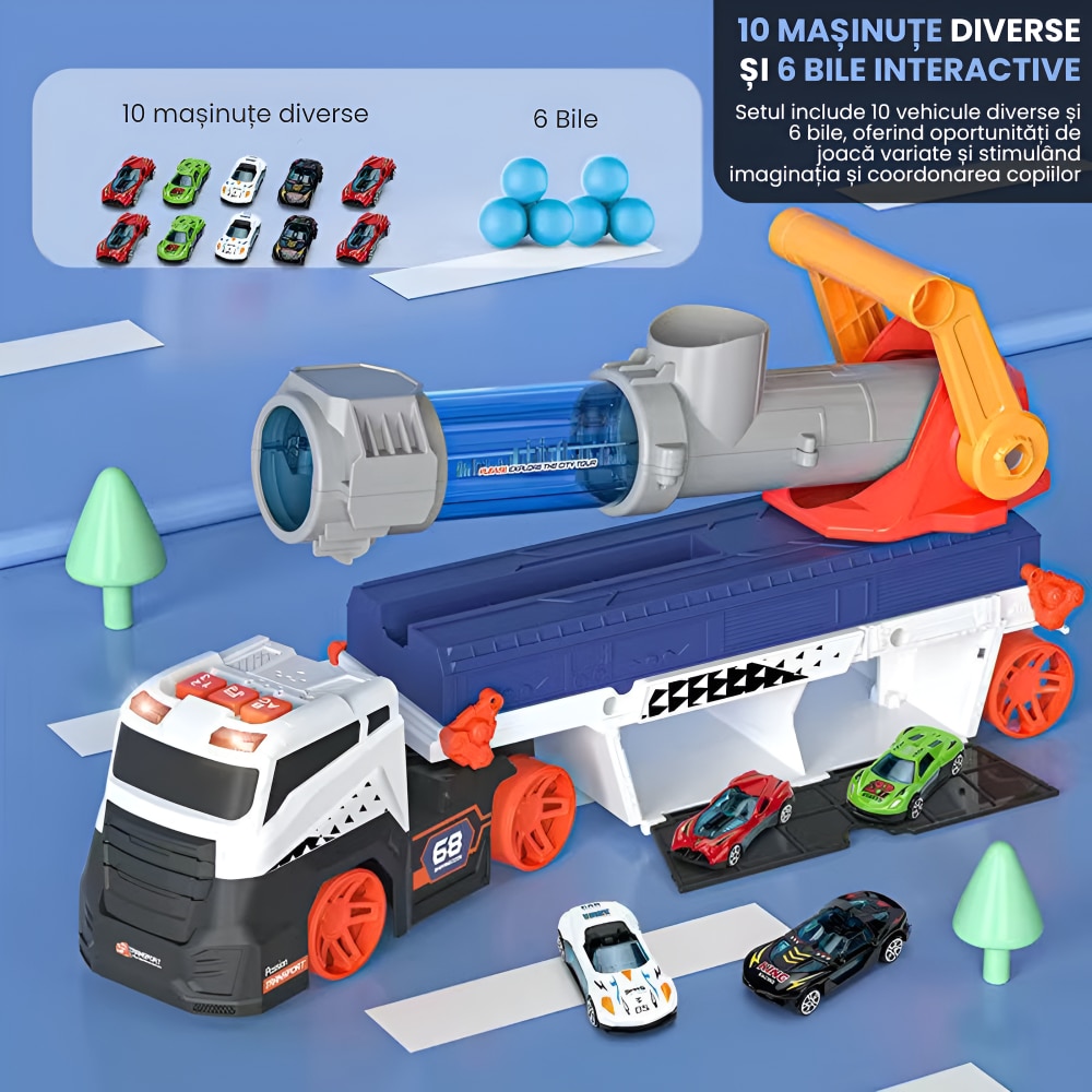 Set Camion Interactiv, Transportator Auto Multifunctional Copii, 10 ...