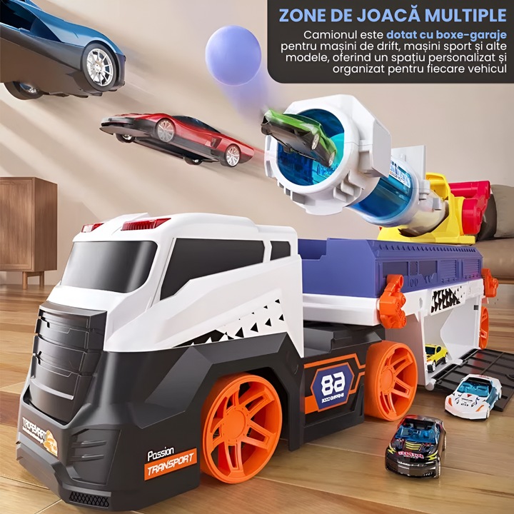 Set Camion Interactiv, Transportator Auto Multifunctional Copii, 10 ...
