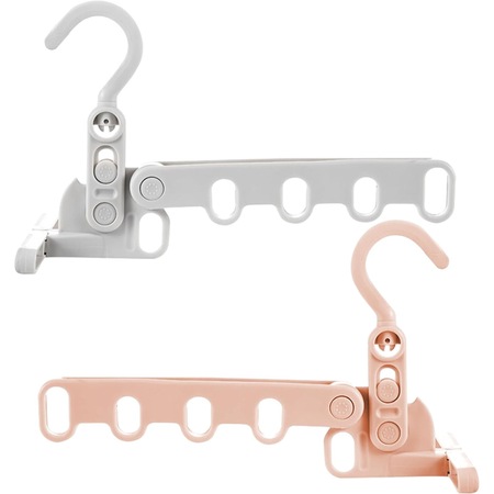 Set 2 Umerase pentru Haine, Suporturi de Uscare, 5 Gauri, Gri si Roz ...
