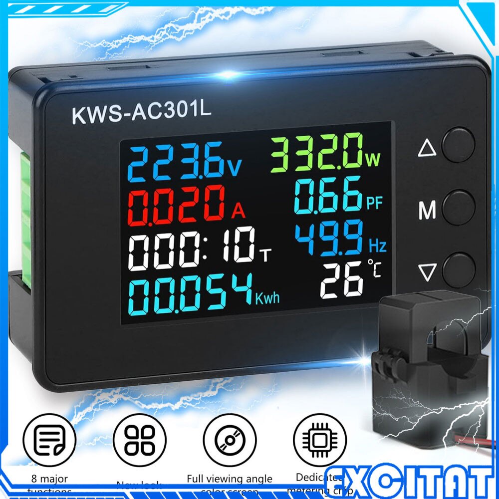 Contor digital pentru curent alternativ 8 in 1, Excitat®, cu ecran LCD ...