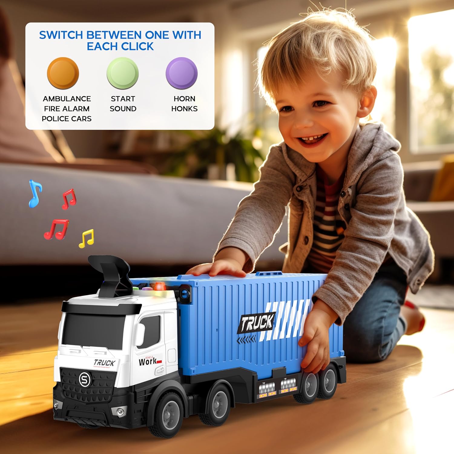 Set camion trailer de jucarie pentru copii 9 in 1 JFYU®, carucior ...