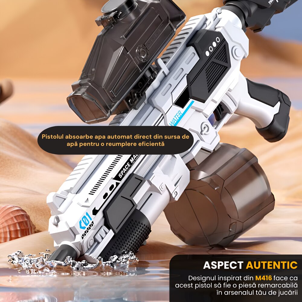 Pistol de Apa M416, Versiune Electrica cu Iluminare Dubla, Jucarie Acvatica cu Tragere Rapida ...