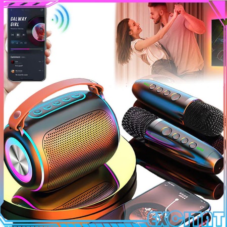 Set Boxa Bluetooth 5.3 Karaoke Cu 2 Microfoane Wireless, Excitat®, Boxa ...