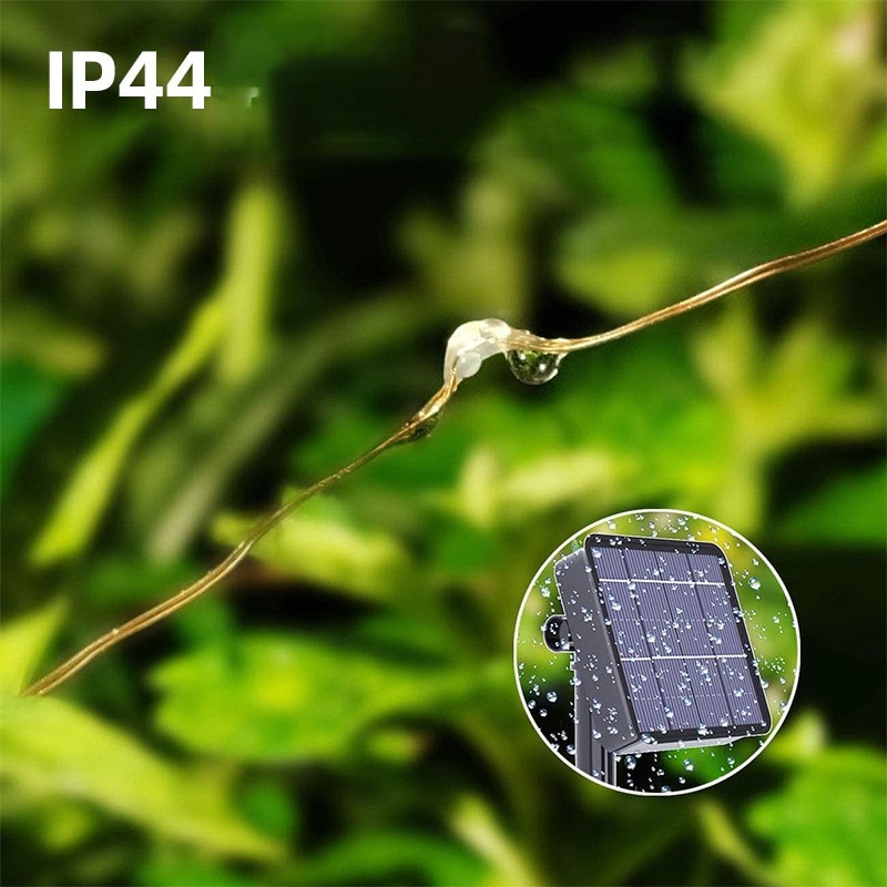 Banda luminoasa solara, LED, 12m,100 becuri, 8 functii - eMAG.ro