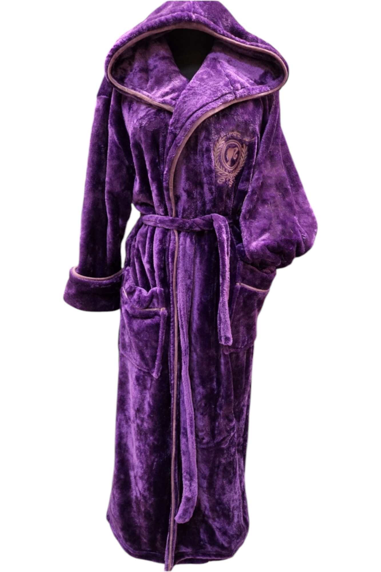 Halat din catifea Premium, lung, cu gluga - eMAG.ro