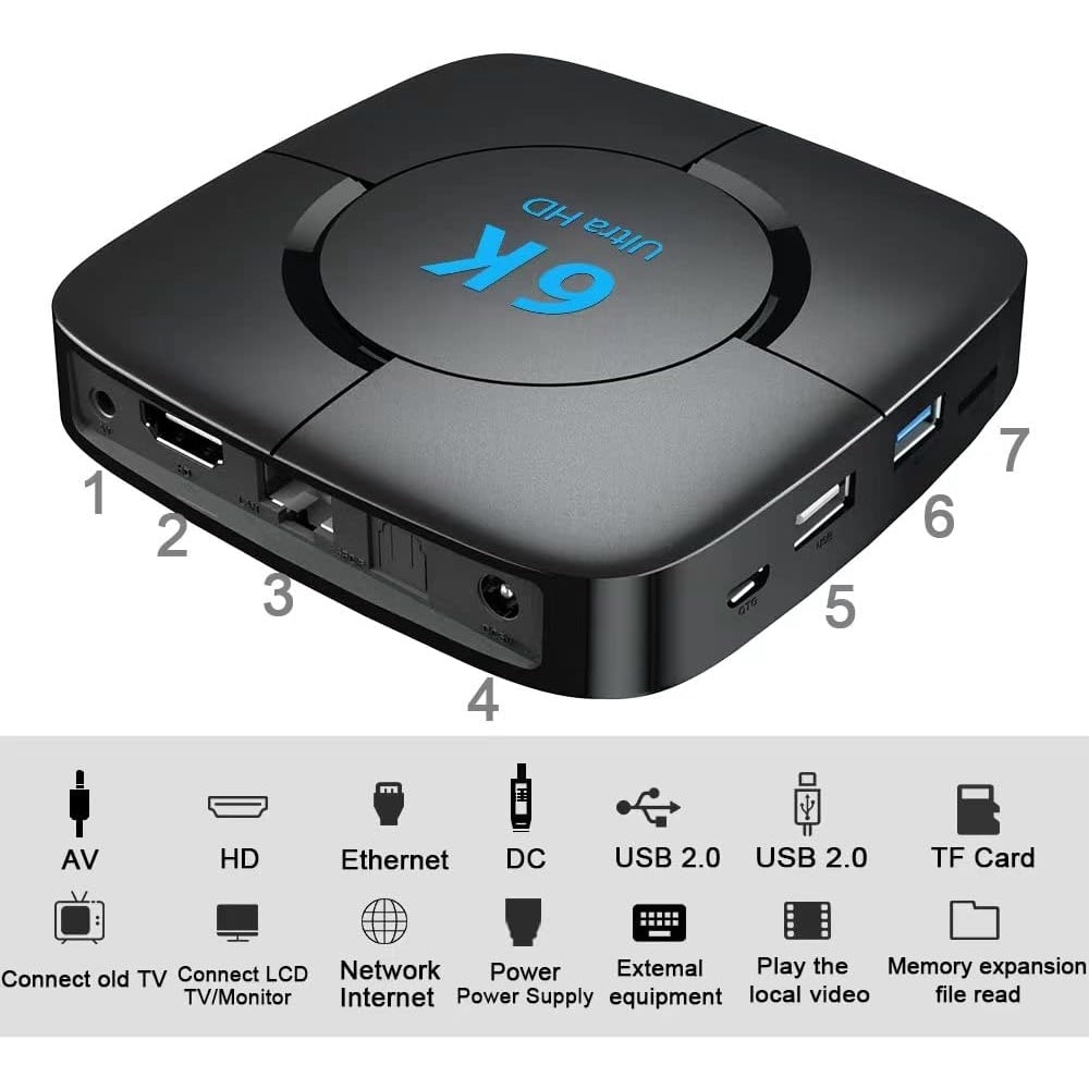 Smart tv box, 6K Ultra HD, Cu tastatura, Quad core ARM Cortex-A53 ...