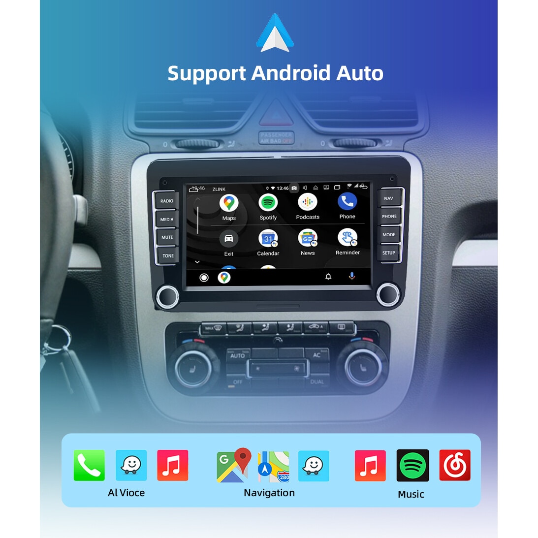 Navigatie Android 4GB Ram, Carplay Android si Auto, ecran 7inchi ...