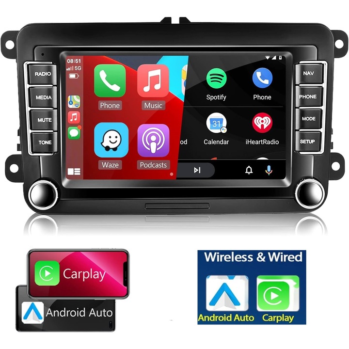 Navigatie Android 4GB Ram, Carplay Android si Auto, ecran 7inchi ...