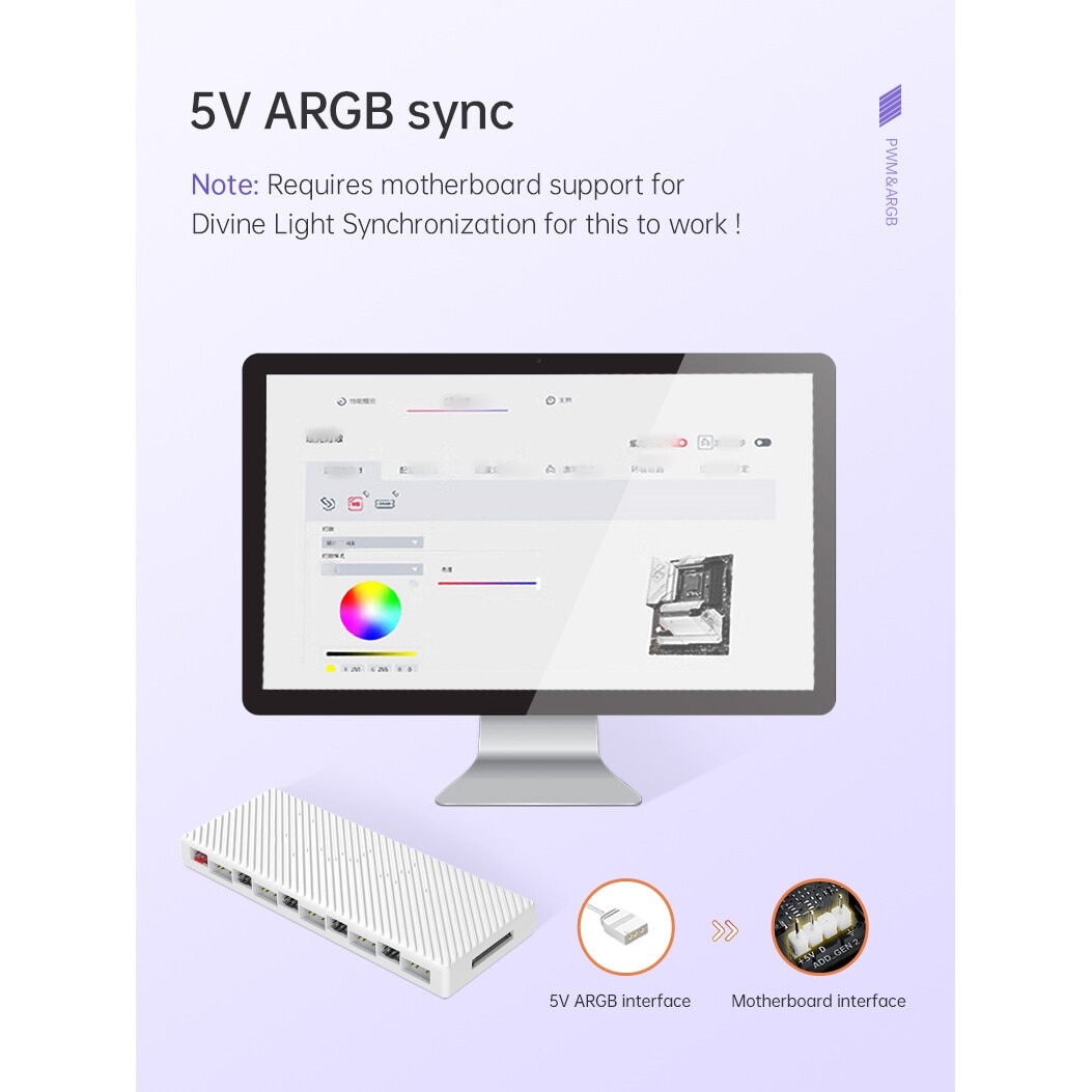 Controler ventilator, hub, 5 V, 3 pini, ARGB/PWM dual 10 porturi ...