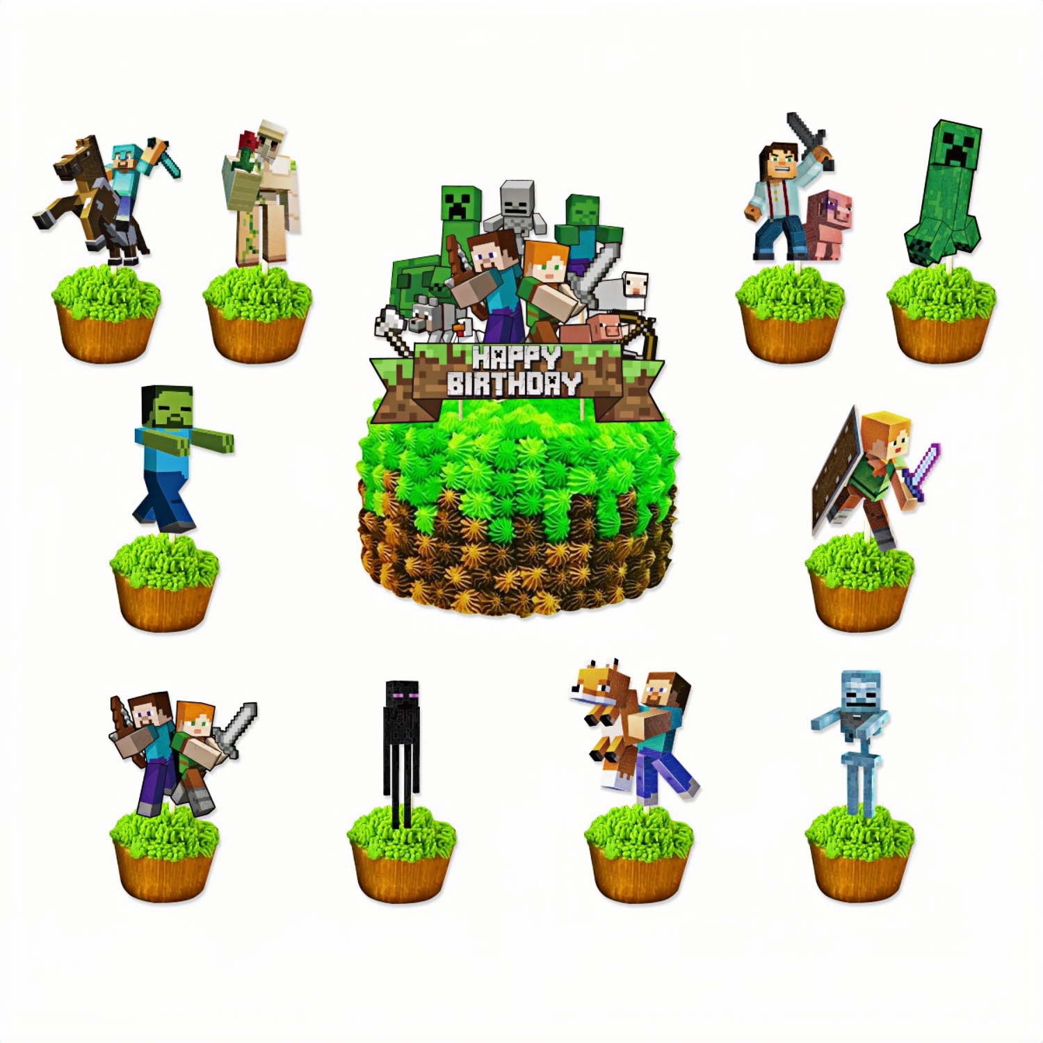 Set decoratiuni petrecere tema joc My World Pixel, Tyrael-SEA, baloane ...