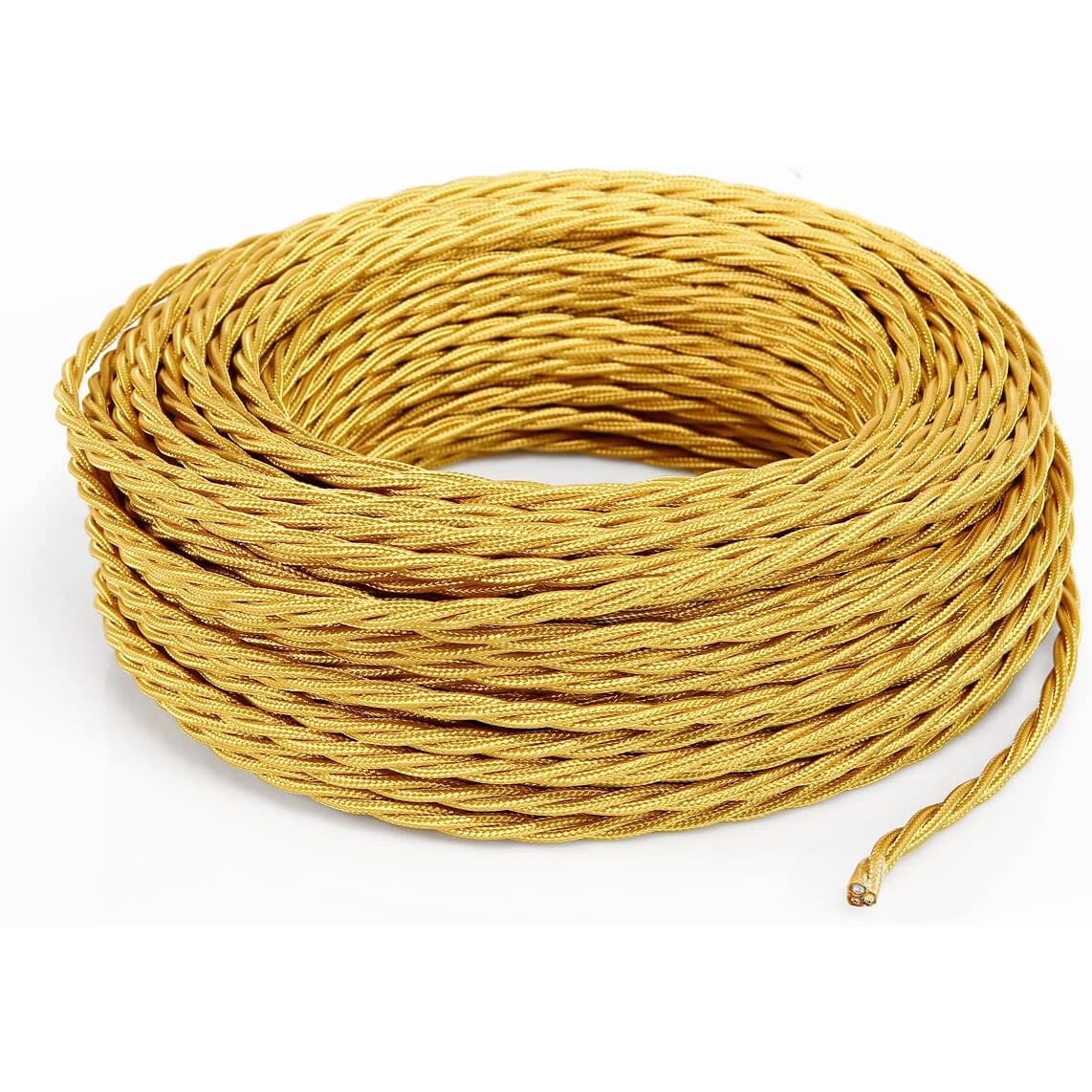 Cablu Textil Impletit Vintage 3 X 0.5 MM, Auriu, 100M, Linea Country ...