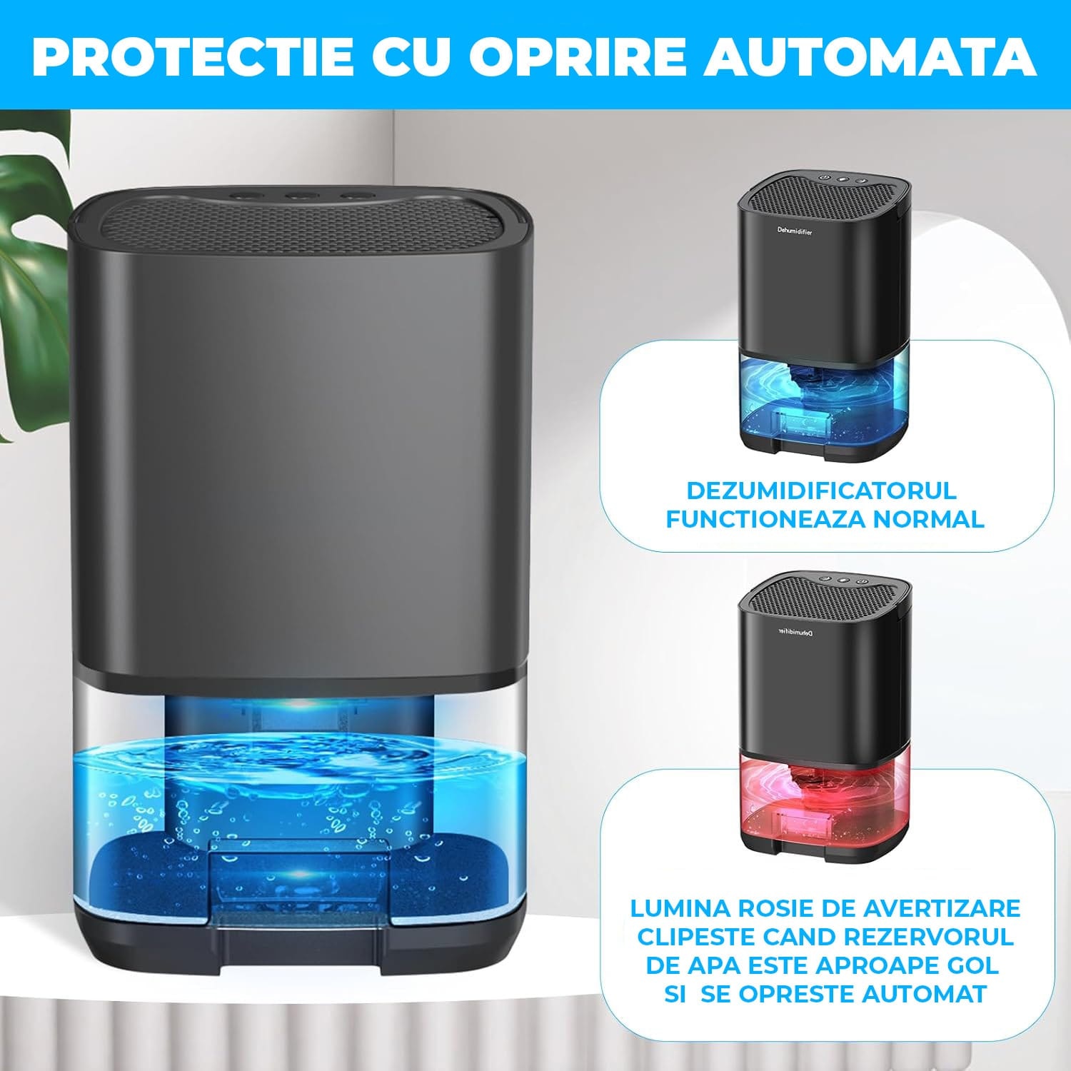 Dezumidificator Compact Elindor® pentru Aer Casa, Rezervor 1000ml ...