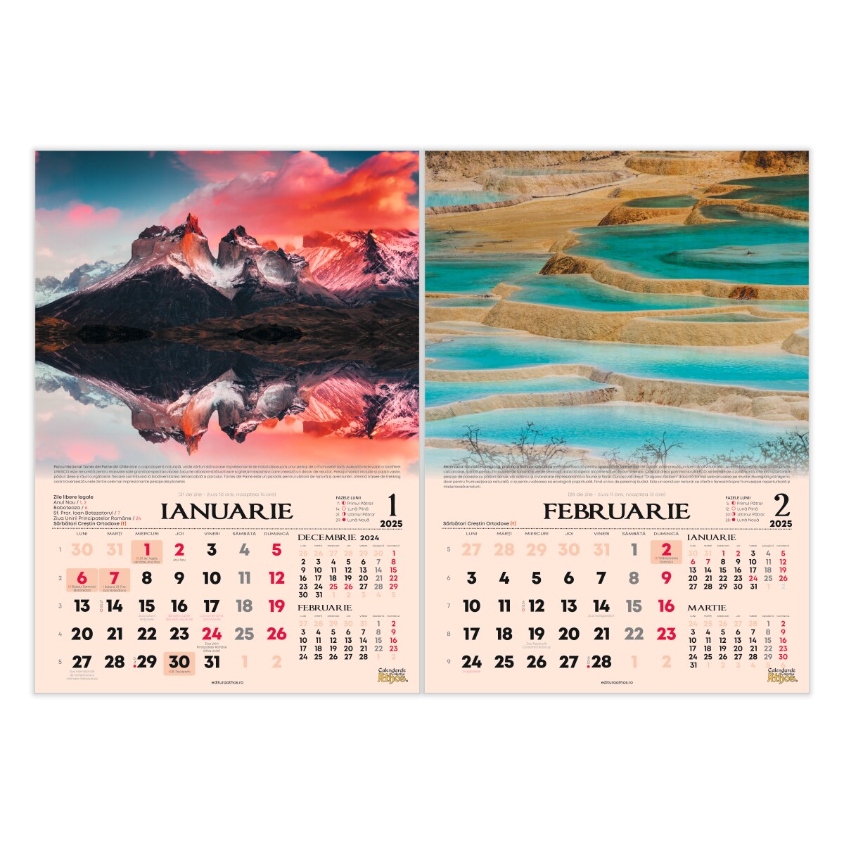 Calendar de perete 2025, Peisaje, spectacolul Terrei, format X3, 33 x ...