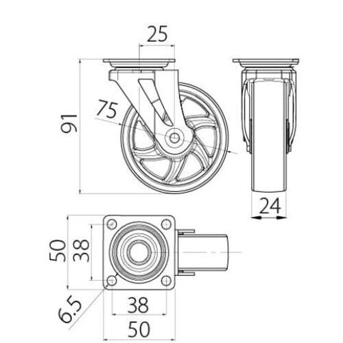 Csere bútorkerék gumi görgőkkel fi75 mm - fékkel - eMAG.hu